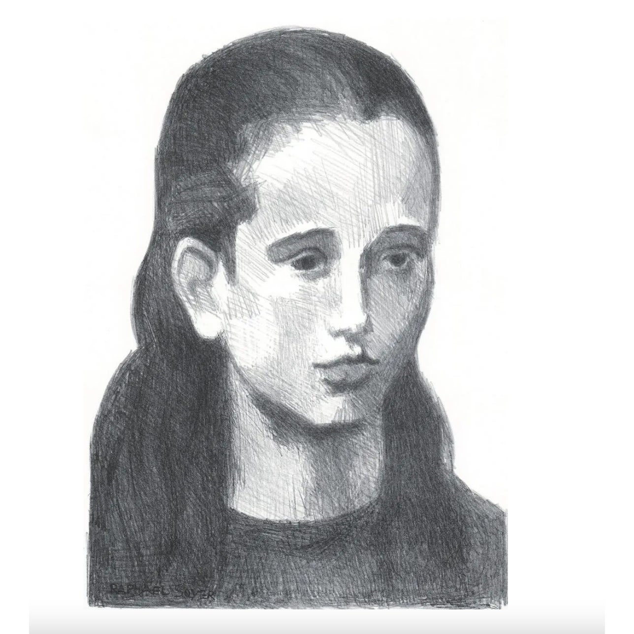 1967 Raphael Soyer Portrait of Joan Lithograph | Chairish