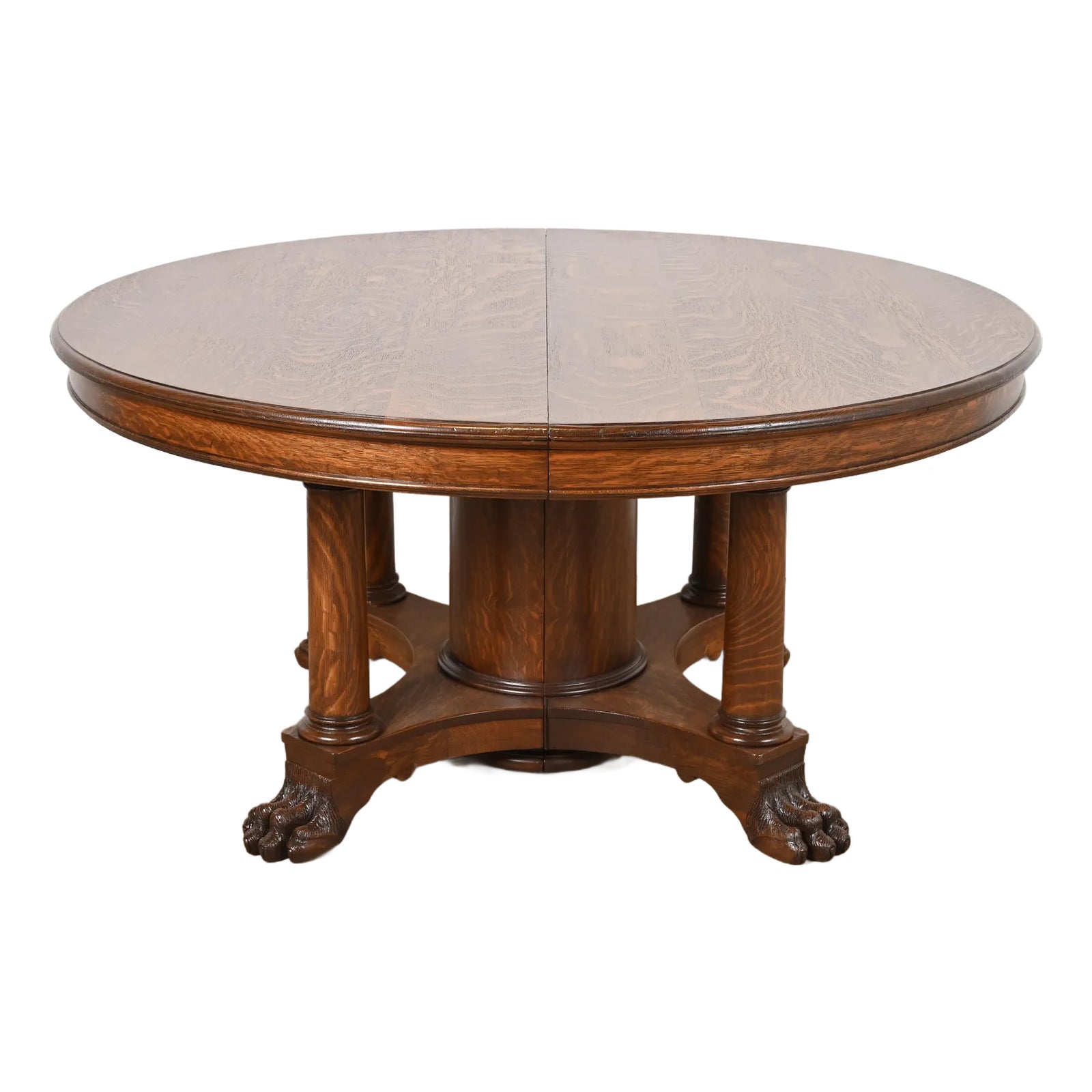 R. J. Horner Antique Victorian Monumental Tiger Oak Split Pedestal ...