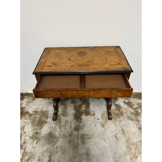 Antique English Library Console Table With Drawer | Chairish