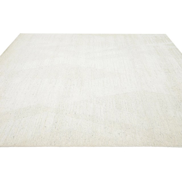 Apadana's Modern Moroccan Style Wool Rug in Ivory Features a Minimalist ...