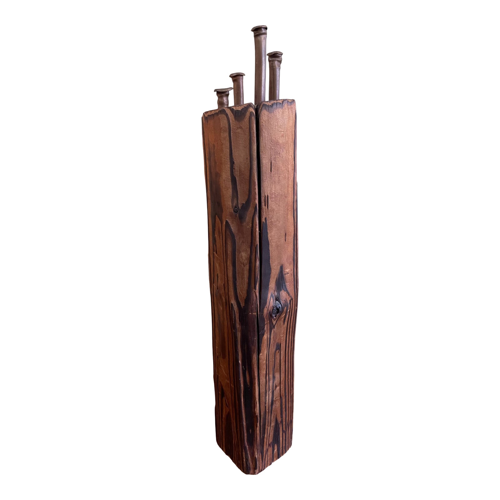 1960s Organic Modern Burnished Wood and Copper Rod Sculpture by Robert ...