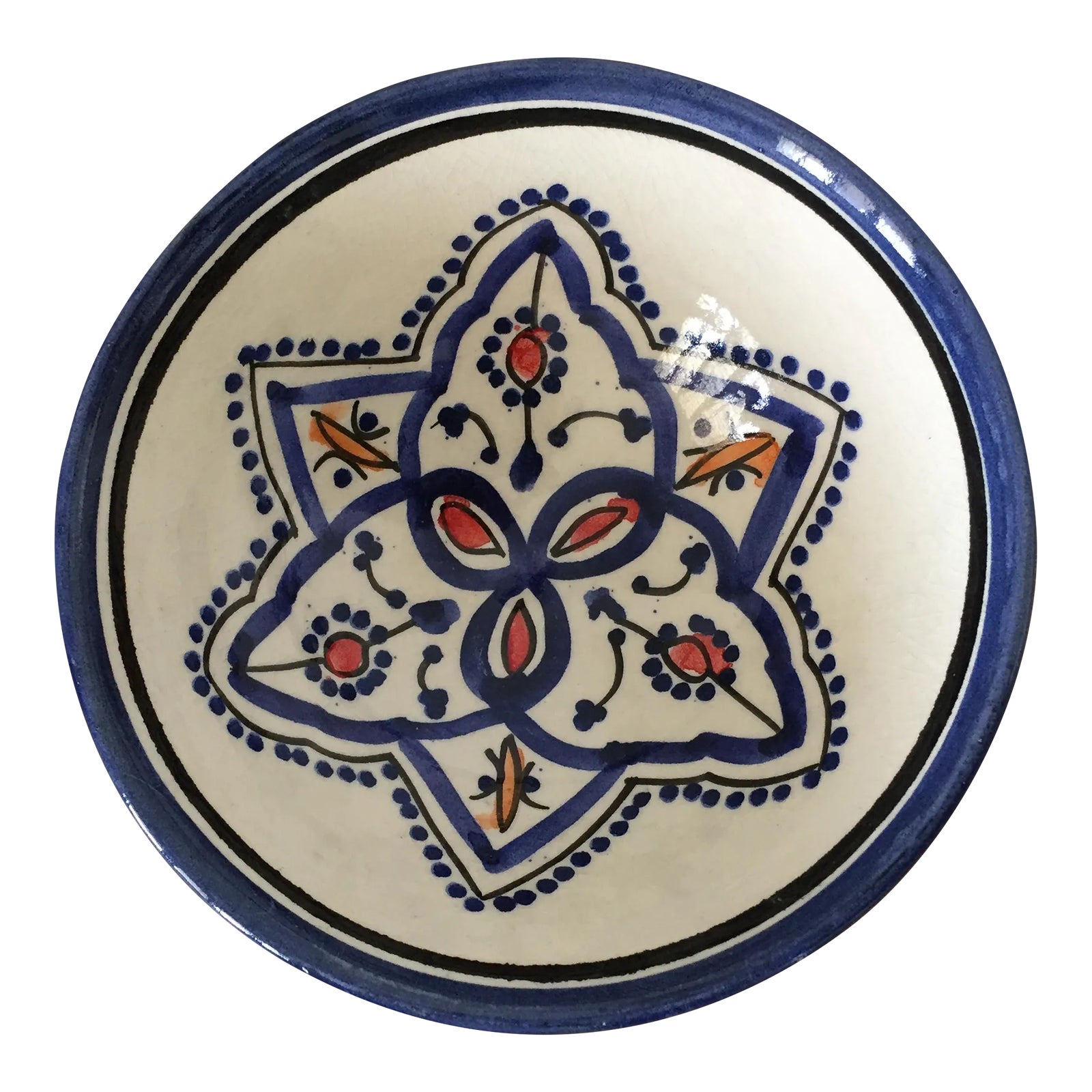 Vintage Moroccan Safi Pottery Wall Hanging Bowl by D. Assik | Chairish
