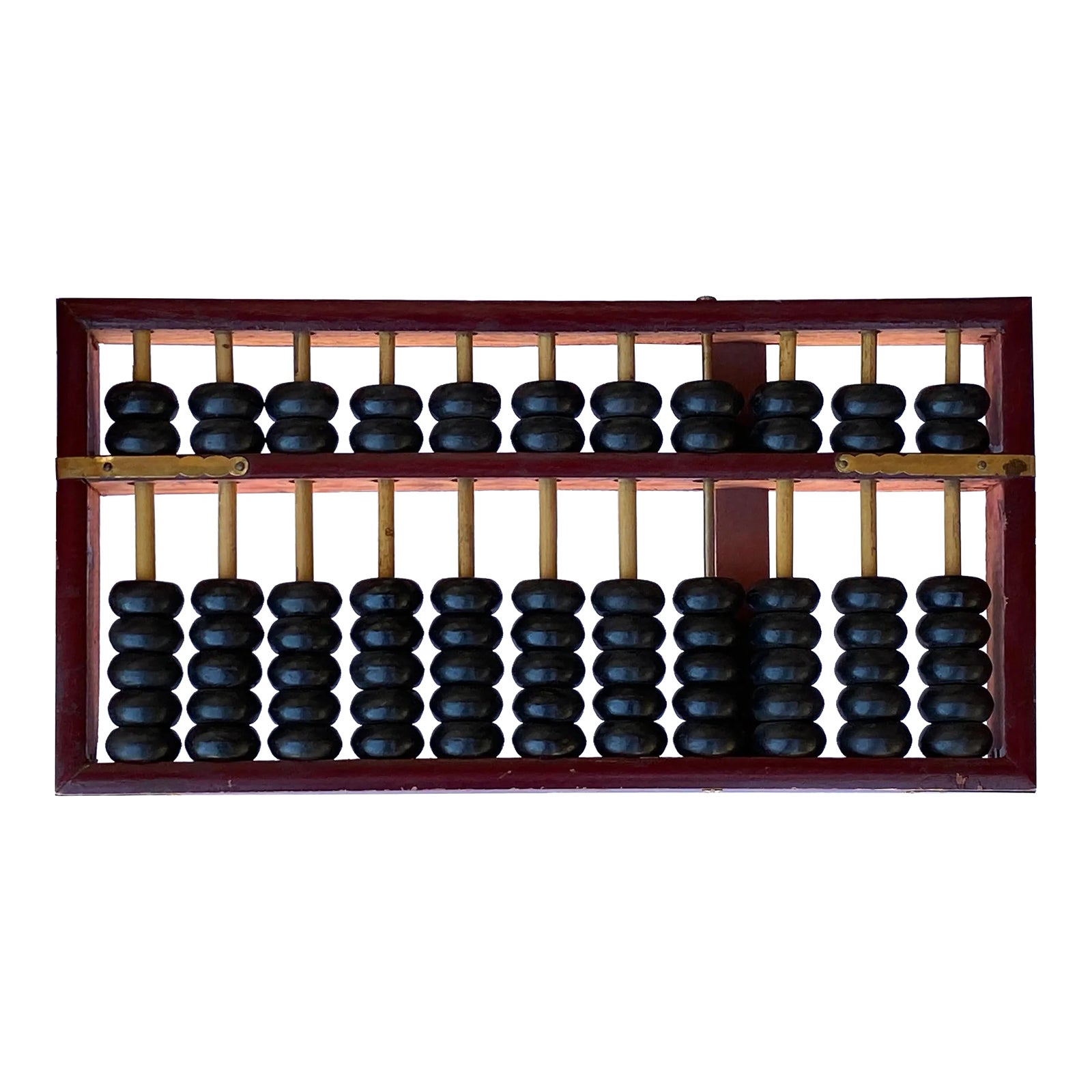 Chinese Red Brown Stain Wood Abacus Fengshui Paperweight Display | Chairish