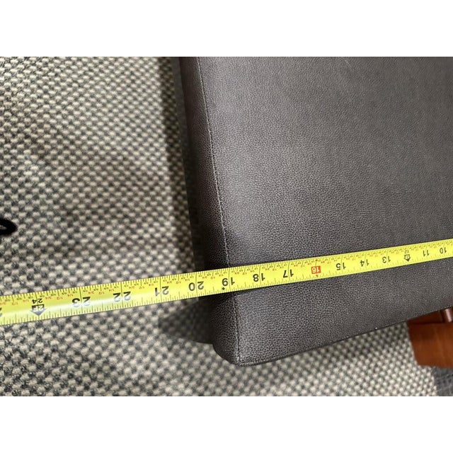 Blue-Gray Vinyl Hall Bench with Java Legs | Chairish