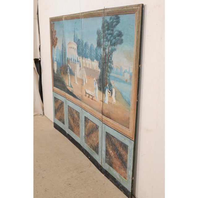 19th Century French Folding Screen With Original Hand-Painted Outdoor ...