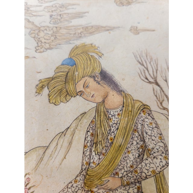 17th/18th Century Persian Safavid Drawing of a Young Man | Chairish