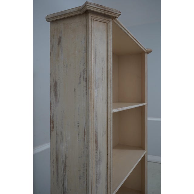 Old World Rustic Painted Finish Open Bookcase | Chairish