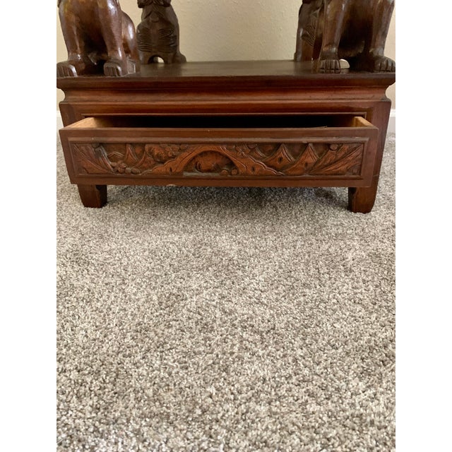 Antique Foo Dog Lion Chinese Carved Table Foo Dogs | Chairish