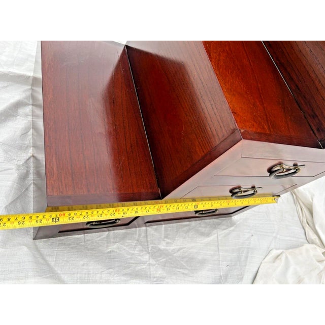 1980s Vintage Tansu Step Chest Cabinet Five Pass Through Drawers ...