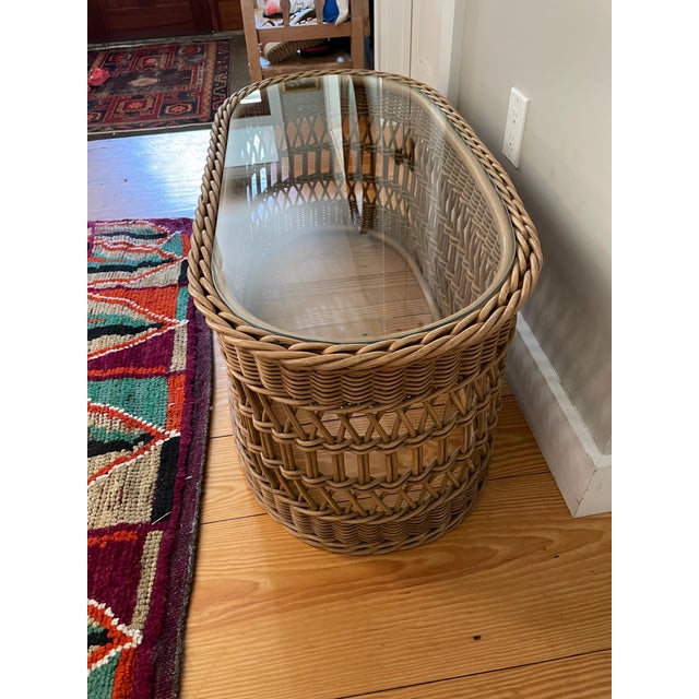 1980s Vintage Lloyd Flanders Rattan and Bentwood Coffee Table | Chairish