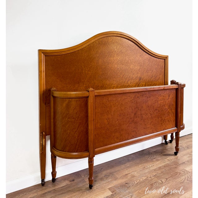 Vintage Birdseye Maple Curved Footboard Full Size Bed | Chairish