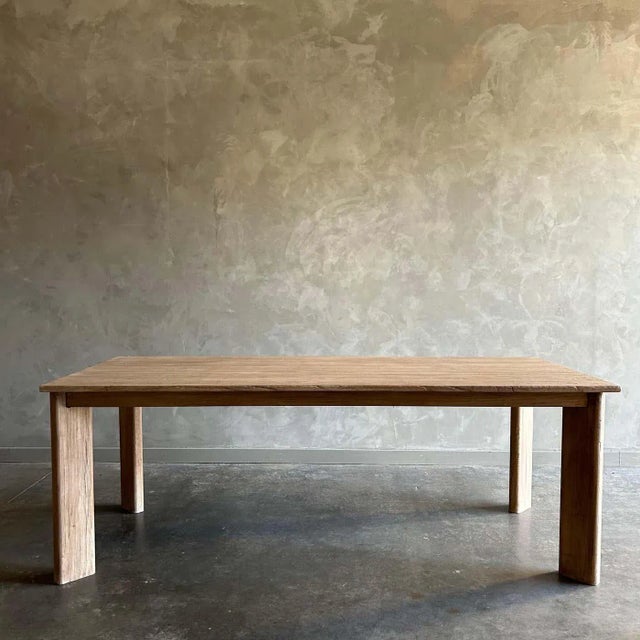 Custom Reclaimed Elm Wood Modern Dining Table | Chairish