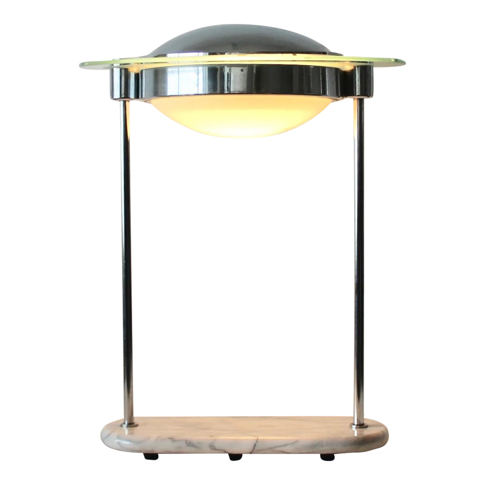 Robert Sonneman Style "Saturn" Chrome Glass Marble Large Desk Lamp ...