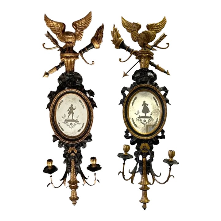 Pair of Early 1900s Federal Style Wall Sconces | Chairish