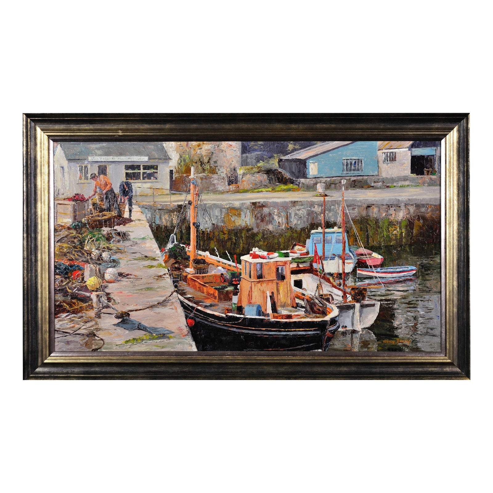 Nancy Bailey, Working Boats, Porthleven, Cornwall, 1973, Impasto Oil ...