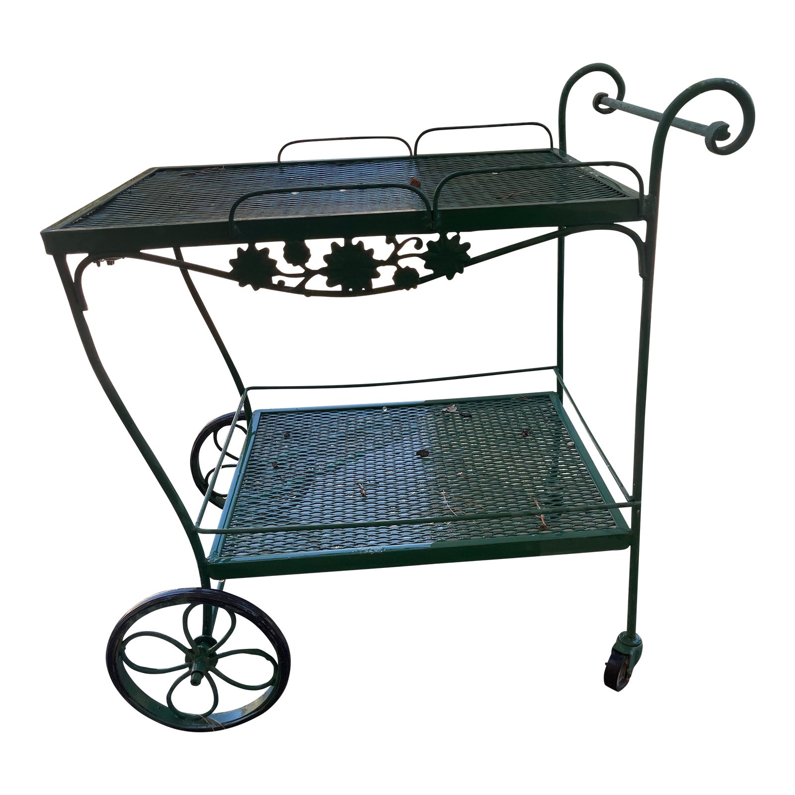 1980s Green Metal Outdoor Rolling Cart | Chairish