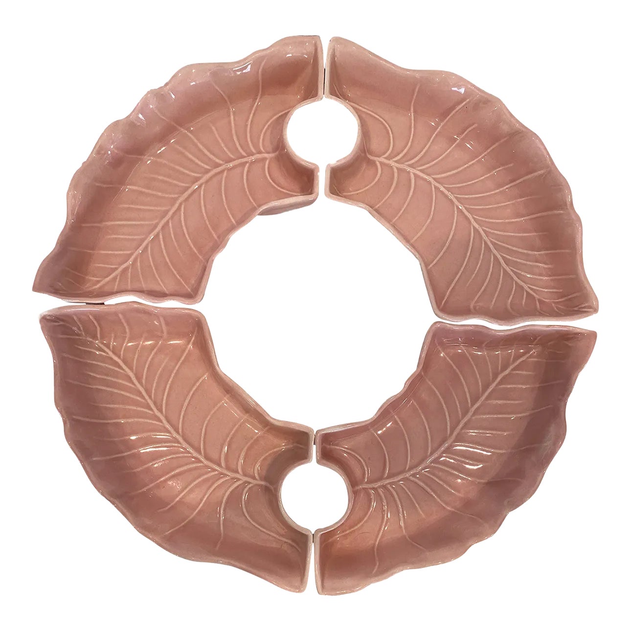 Mid 20th Century Sylvan’s Pasadena California Pottery Pink Leaf-Shaped ...