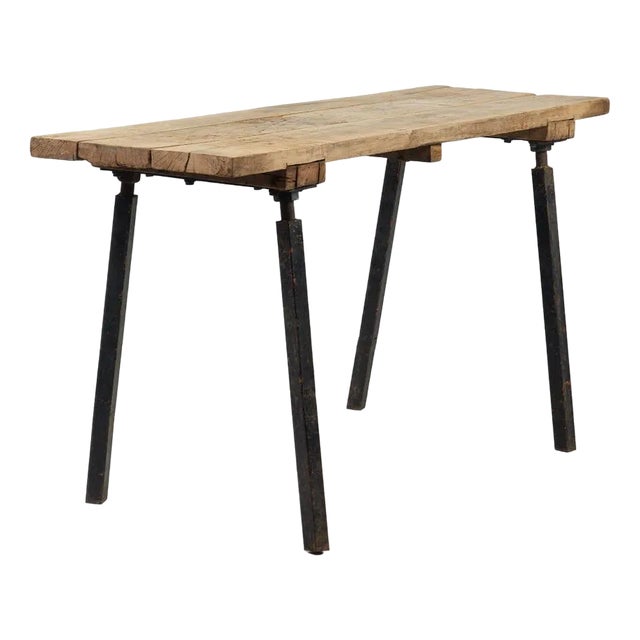 Vintage Wood and Iron Work Table, 1920 | Chairish