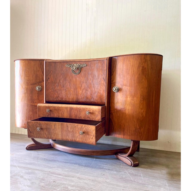 1957 Beautility Sideboard With Lighted Center Bar | Chairish