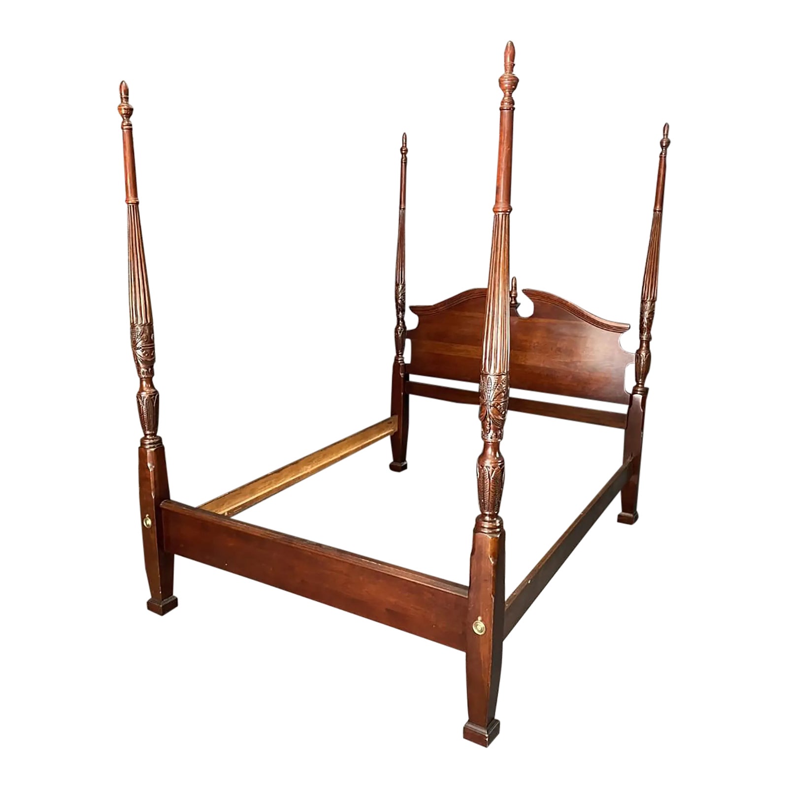 Sumter Furniture Rice Carved Queen Size Bed Frame | Chairish