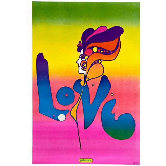 1970 Peter Max Pop Art Poster 8 Love | Chairish