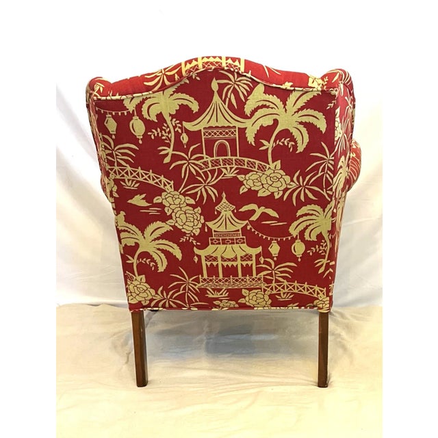 Diminutive Newly Reupholstered Chinoiserie Linen Toile Wingback Chair ...