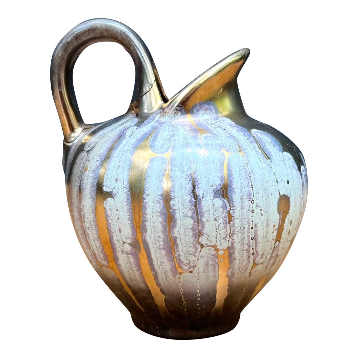 Miniature Gold Ceramic Pitcher / Bud Vase | Chairish