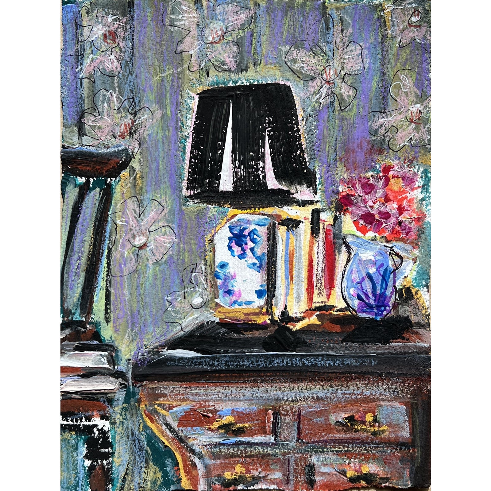 Miniature Original Painting Interior Vignette by Shann Spishak | Chairish