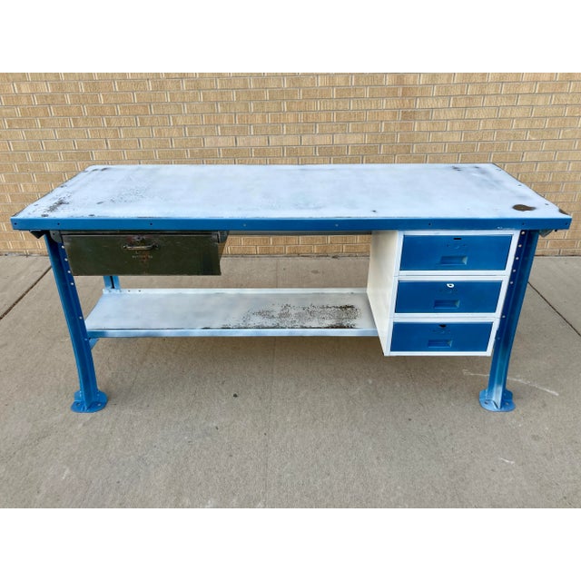 Industrial American Steel Work Table Desk From Lyon Metals Circa 1940s ...