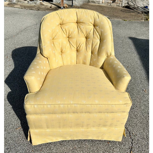 Vintage Yellow Tufted Swivel Rocker With Removable Seat Cushion | Chairish