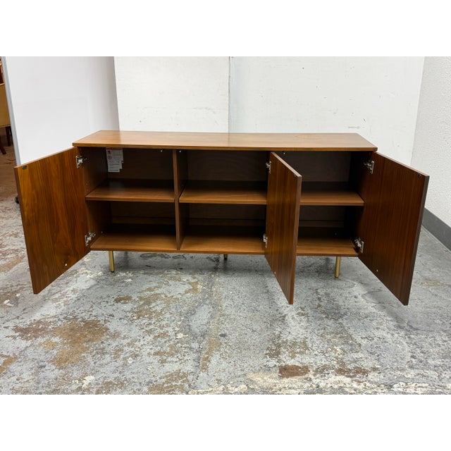 World Market Dustin Spiced Auburn Wood and Brass Inlay Storage Cabinet ...