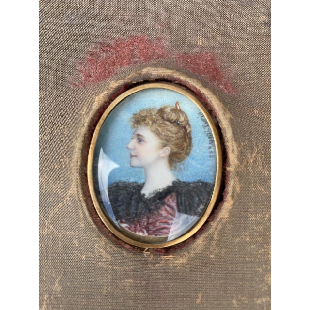 19th Century Rapetti Portrait Watercolor Miniature Painting of a Young ...