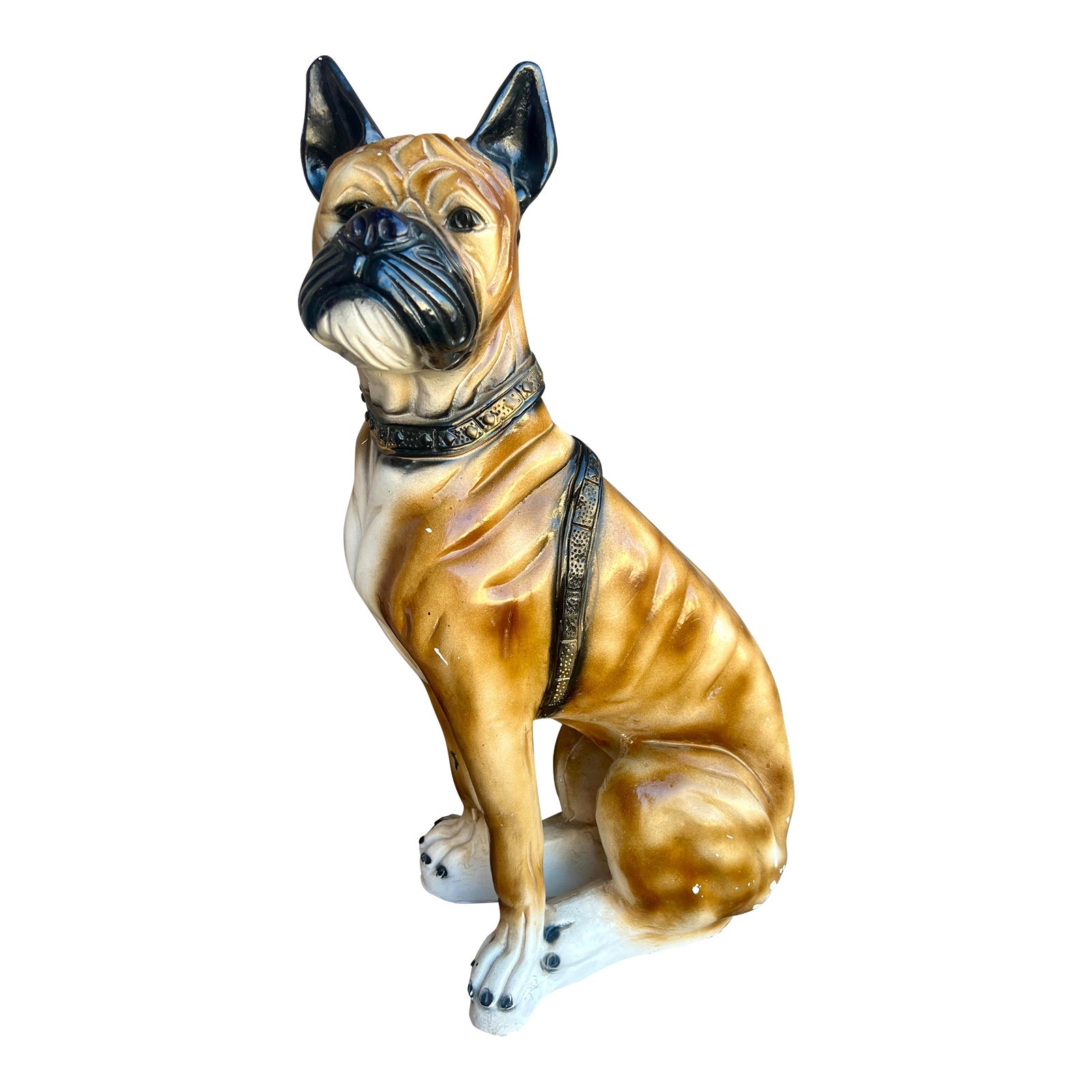 Vintage Life Size Boxer Dog Statue Figurine | Chairish