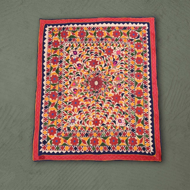 1990s Traditional Indian Textile Embroidery Tapestry | Chairish