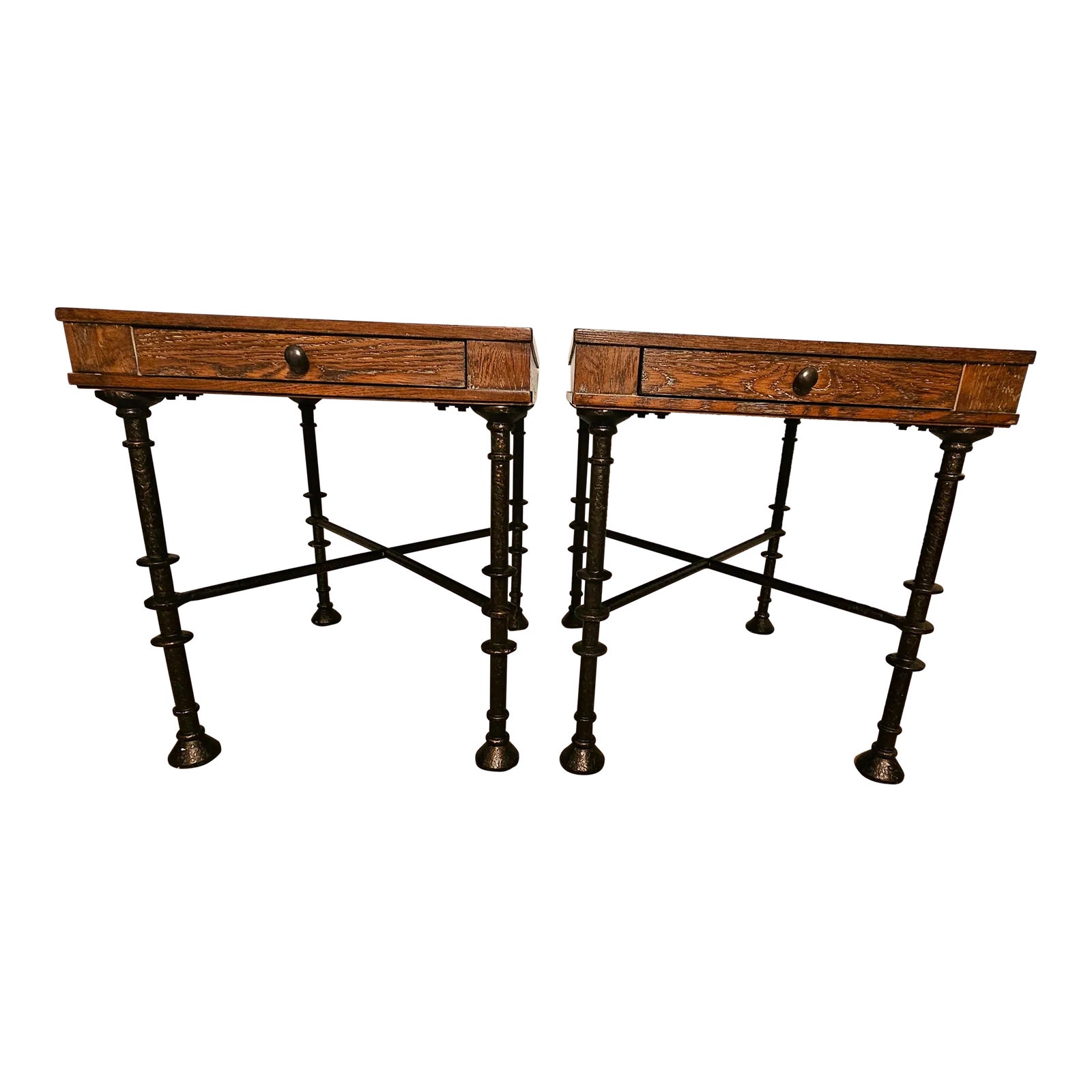 Basset Furniture Rustic Industrial Cast-Iron and Solid Maple Side ...