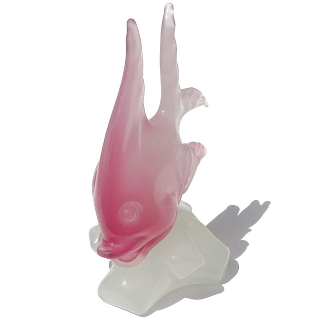 Seguso Murano Vintage Opalescent Pink White Italian Art Glass Angel ...