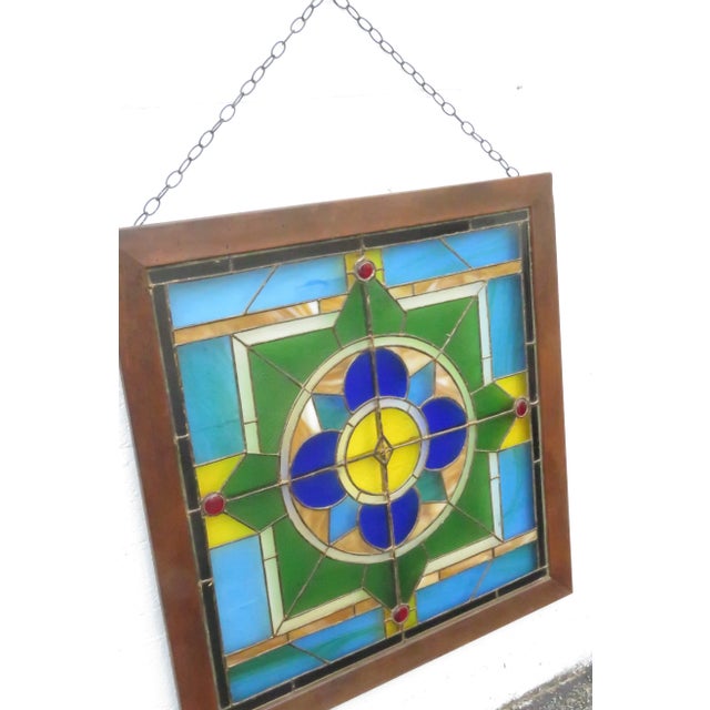 Late 1800s Stained Glass Window Suncatcher Flower Design | Chairish
