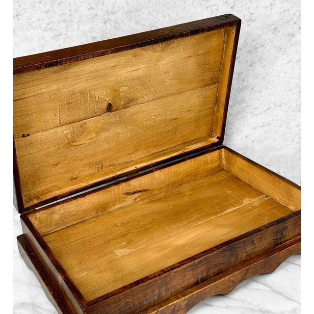 Vintage Traditional Farmhouse Walnut Maple Leaf Storage Box | Chairish
