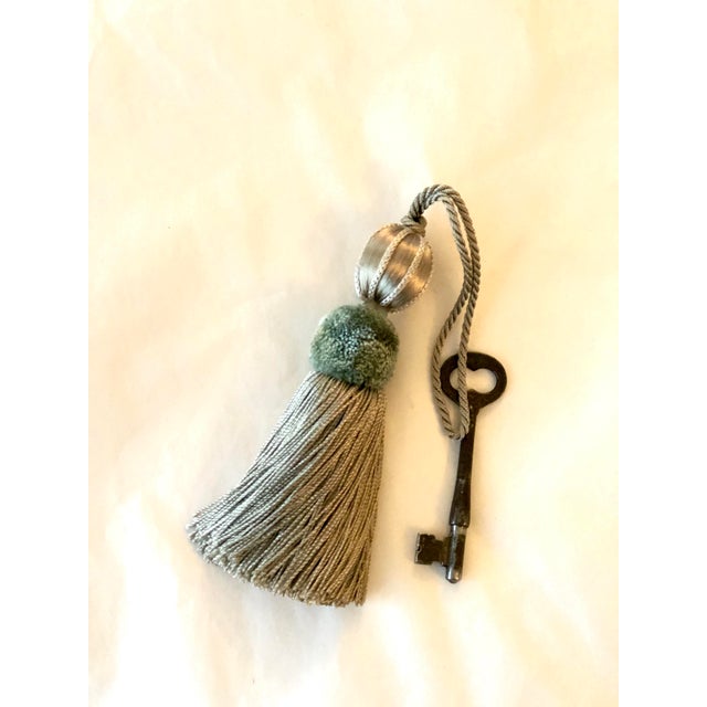 Sage & Taupe Beaded Key Tassel - 4.5" | Chairish