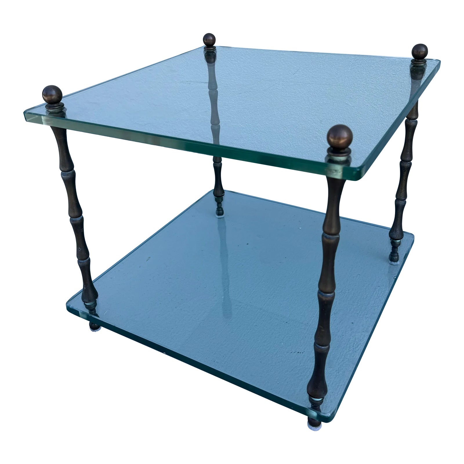 1940s Vintage Hollywood Regency Solid Brass Side Table | Chairish