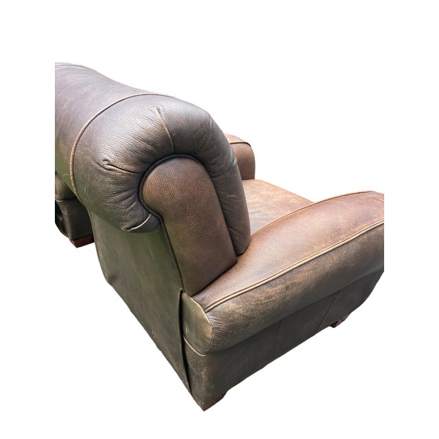 Late 20th Century Klaussner Leather Deep Seat Large Brown Leather ...
