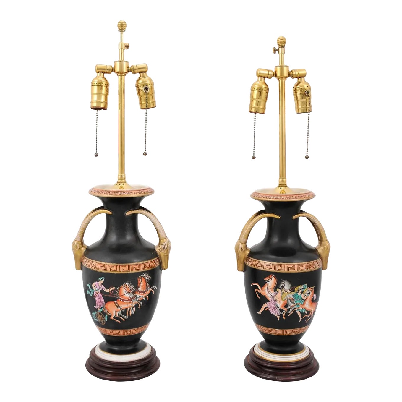 Pair of Vintage Mid 20th Century Classical Lamps, Dual Sockets With ...
