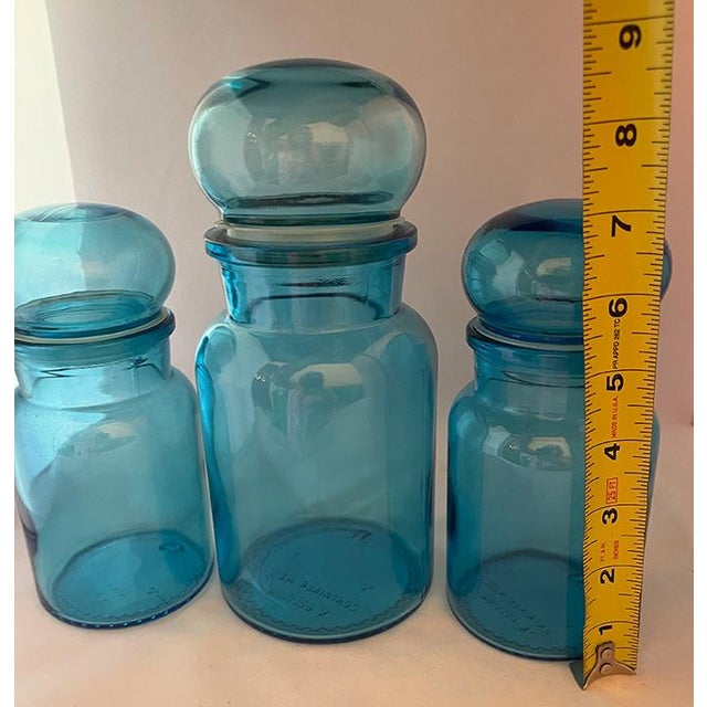 Mid 20th Century Belgian Blue Glass Canisters- Set of 5 | Chairish