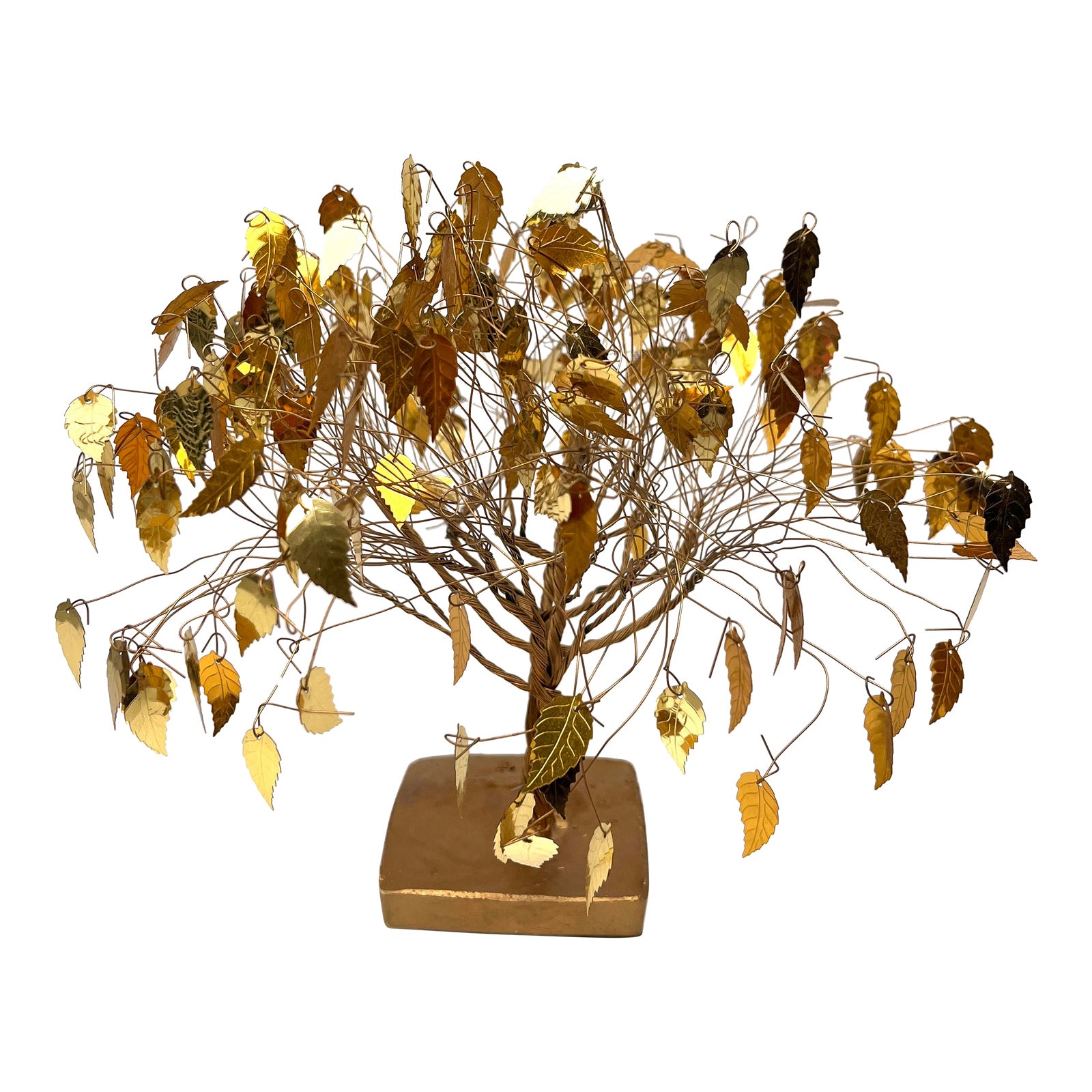 1970s Vintage Mid-Century Modern Tree Gold Metal Tree Sculpture | Chairish