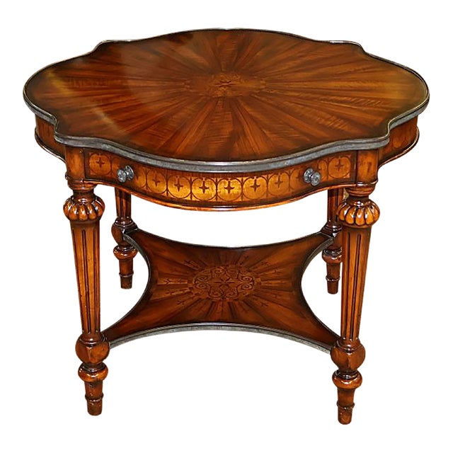 Theodore Alexander French Style Inlaid Burled Walnut Lamp End Center ...