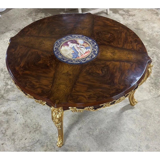 French Baroque Style Dining Table With Gold Details | Chairish