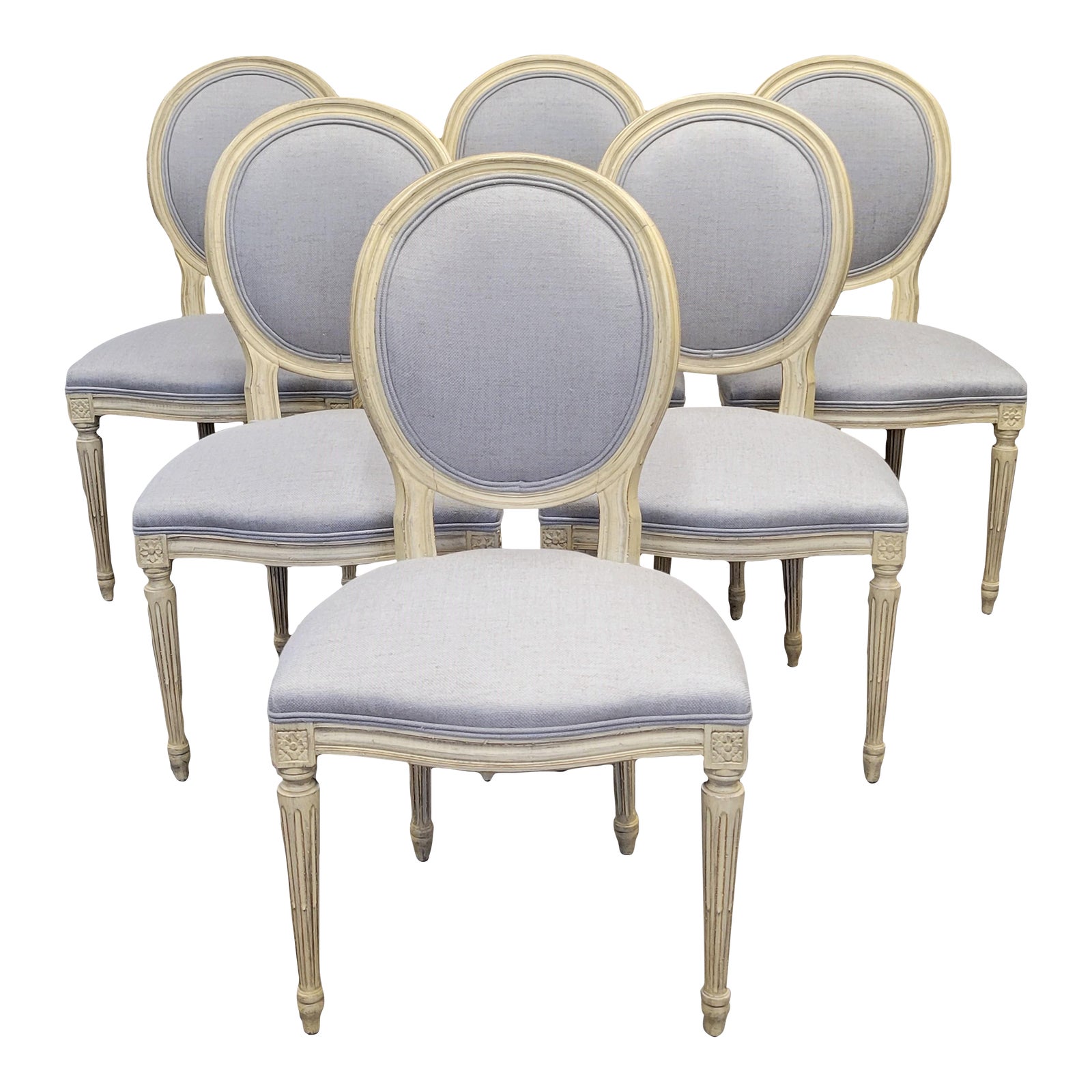 Vintage Baker Furniture French Louis XVI Painted Dining Chairs Reupholstered - Set of 6 | Chairish
