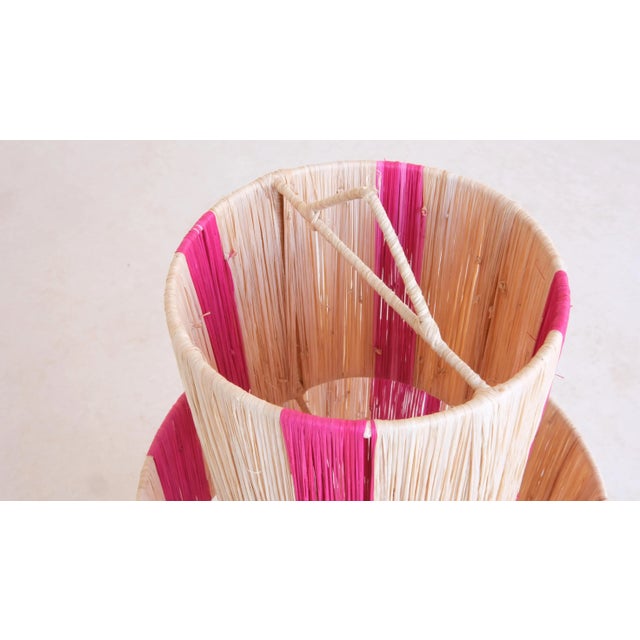 Contemporary Raffia Lamp Shade in Pink | Chairish