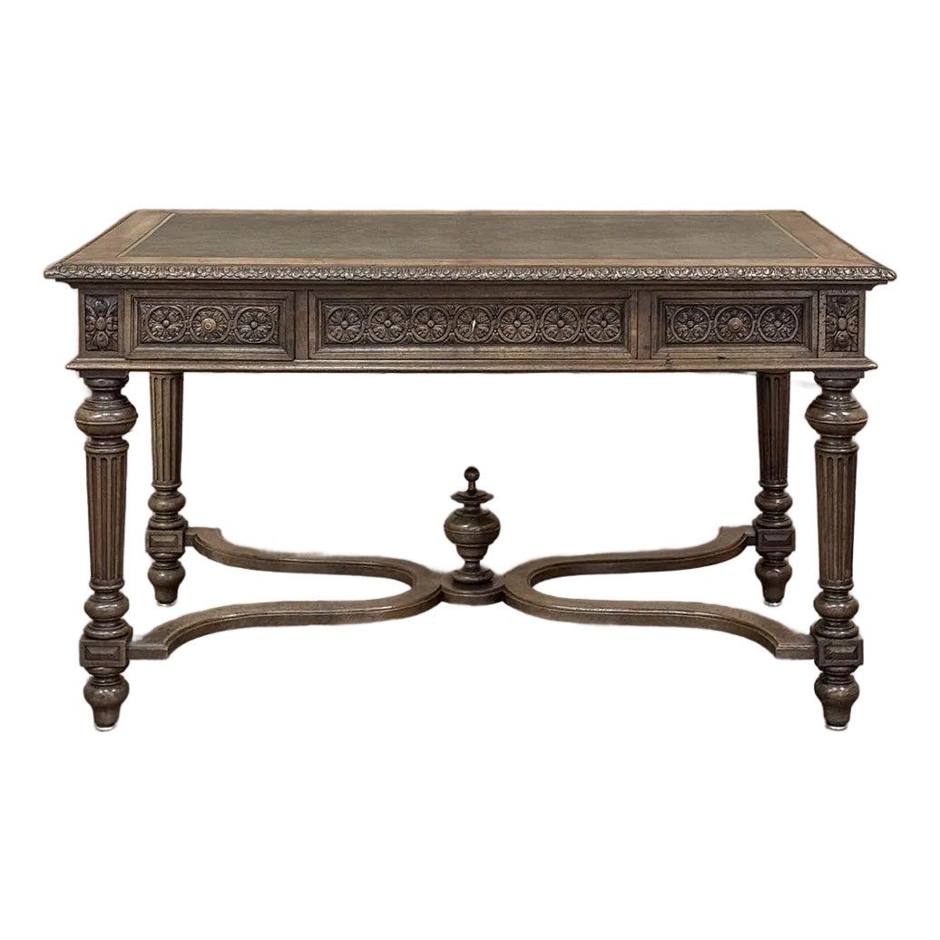 19th Century French Neoclassical Walnut Desk ~ Double Faced | Chairish