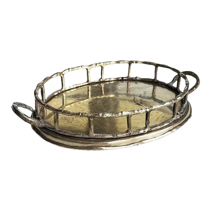 Hollywood Regency Brass Oval Faux Bamboo Serving Tray, Made in India ...